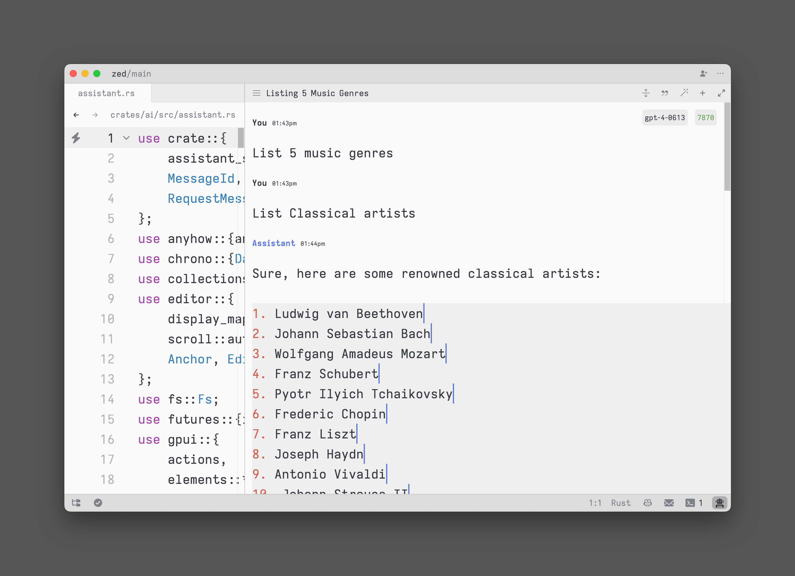 Introducing the assistant panel — Zed's Blog